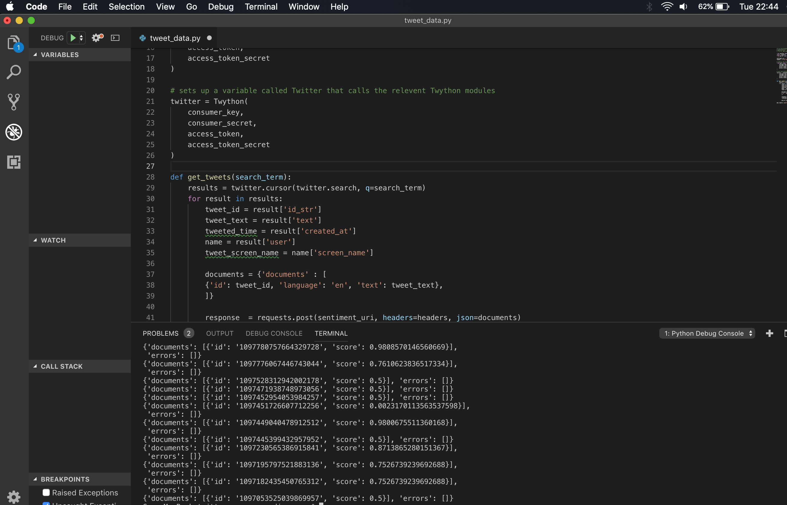 Analysing Tweet Sentiment with Azure (Python) – GeekTechStuff