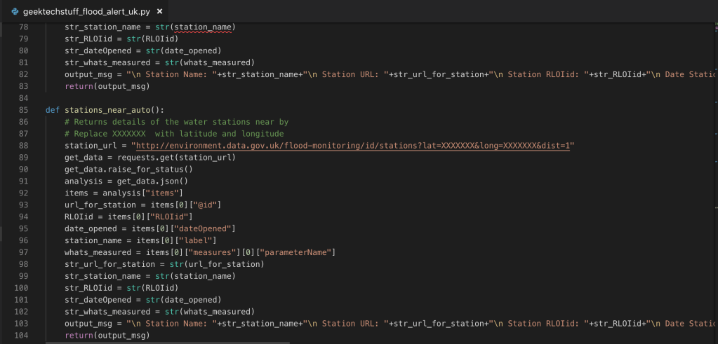 UK Flood Alert / Flood Data (Python) – GeekTechStuff