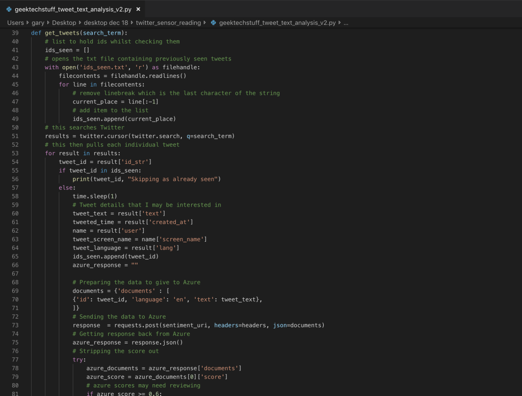 Twitter Tweet Analysis Charts (Python) – GeekTechStuff