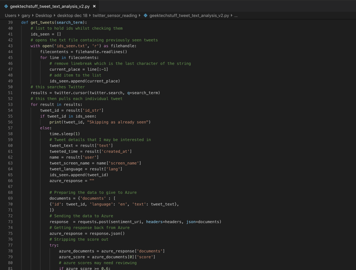 Twitter Tweet Analysis Charts (Python) – GeekTechStuff