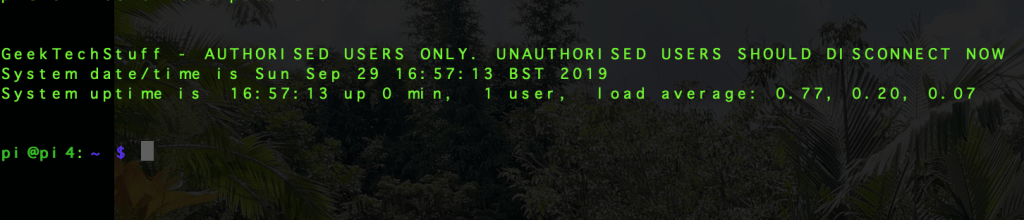 SSH Banner Text (Raspbian) – GeekTechStuff