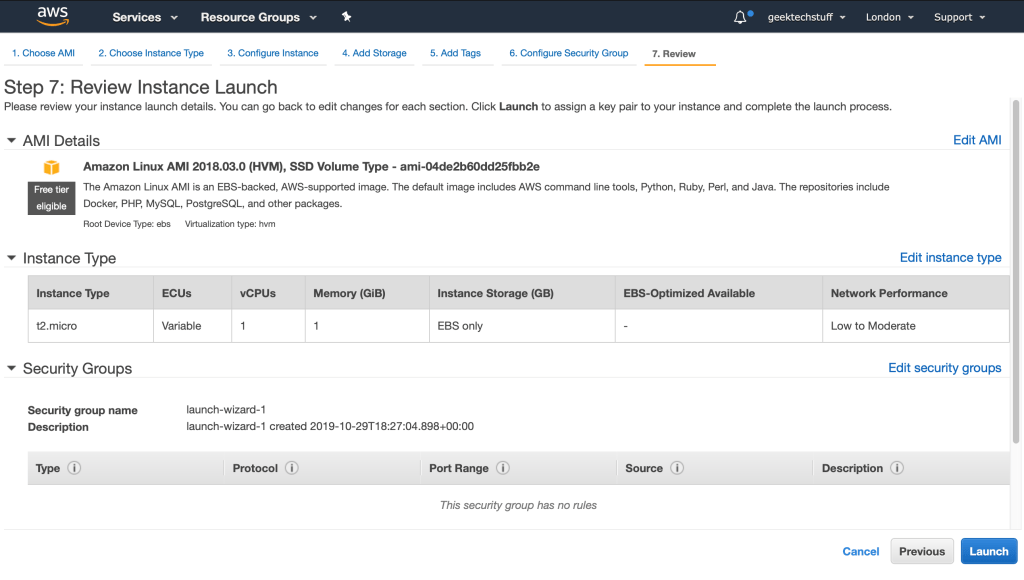 Launching A Virtual Instance Via Web Console (AWS) – GeekTechStuff
