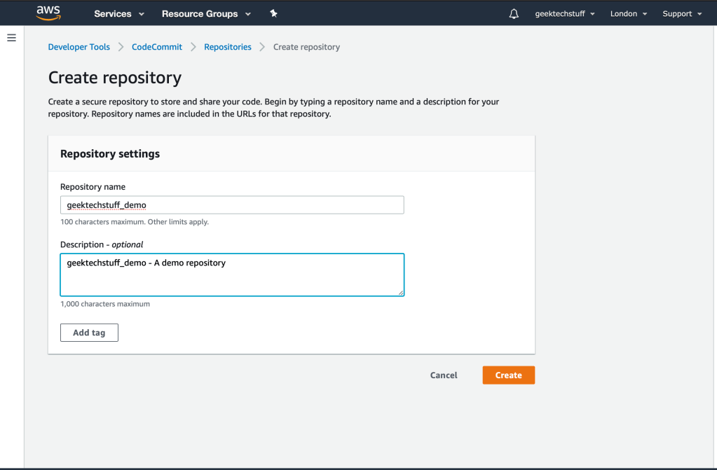 Creating A Repository in AWS Git, a.k.a. CodeCommit (AWS) – GeekTechStuff