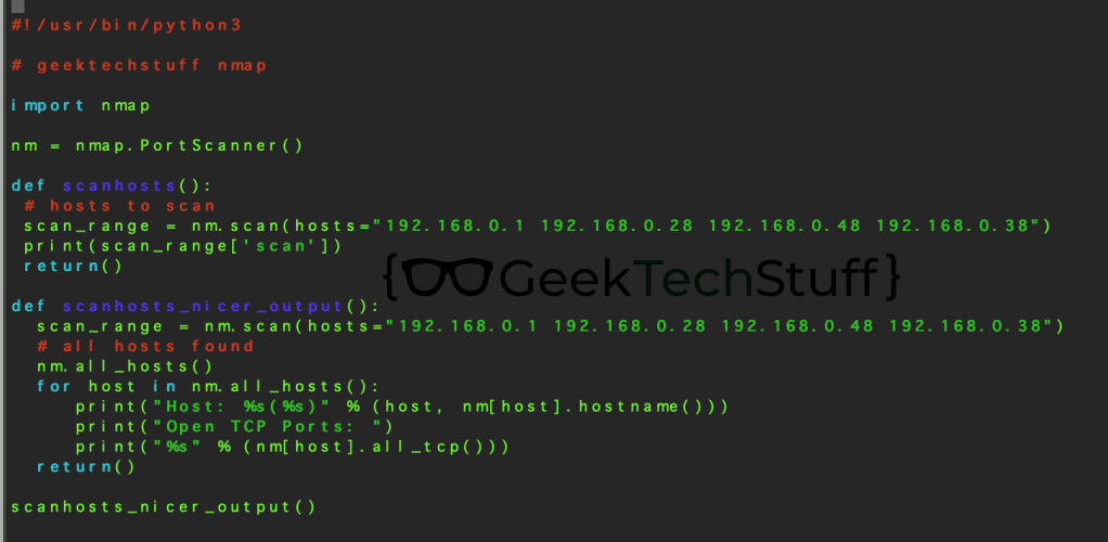 Python and nmap: Controlling The Output (Python) – GeekTechStuff